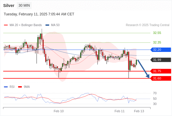Stříbro - Intradenní výhled 11.2.2025 | FXstreet.cz