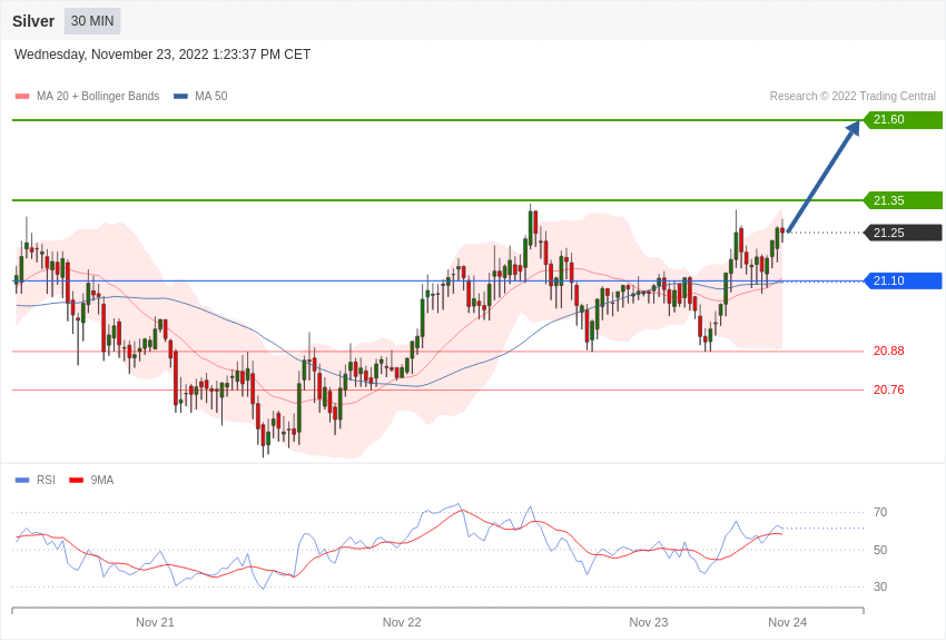 Stříbro - Intradenní výhled 23.11.2022 | FXstreet.cz
