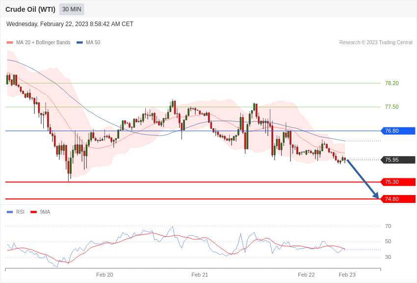Ropa WTI - Intradenní výhled 22.2.2023 | FXstreet.cz
